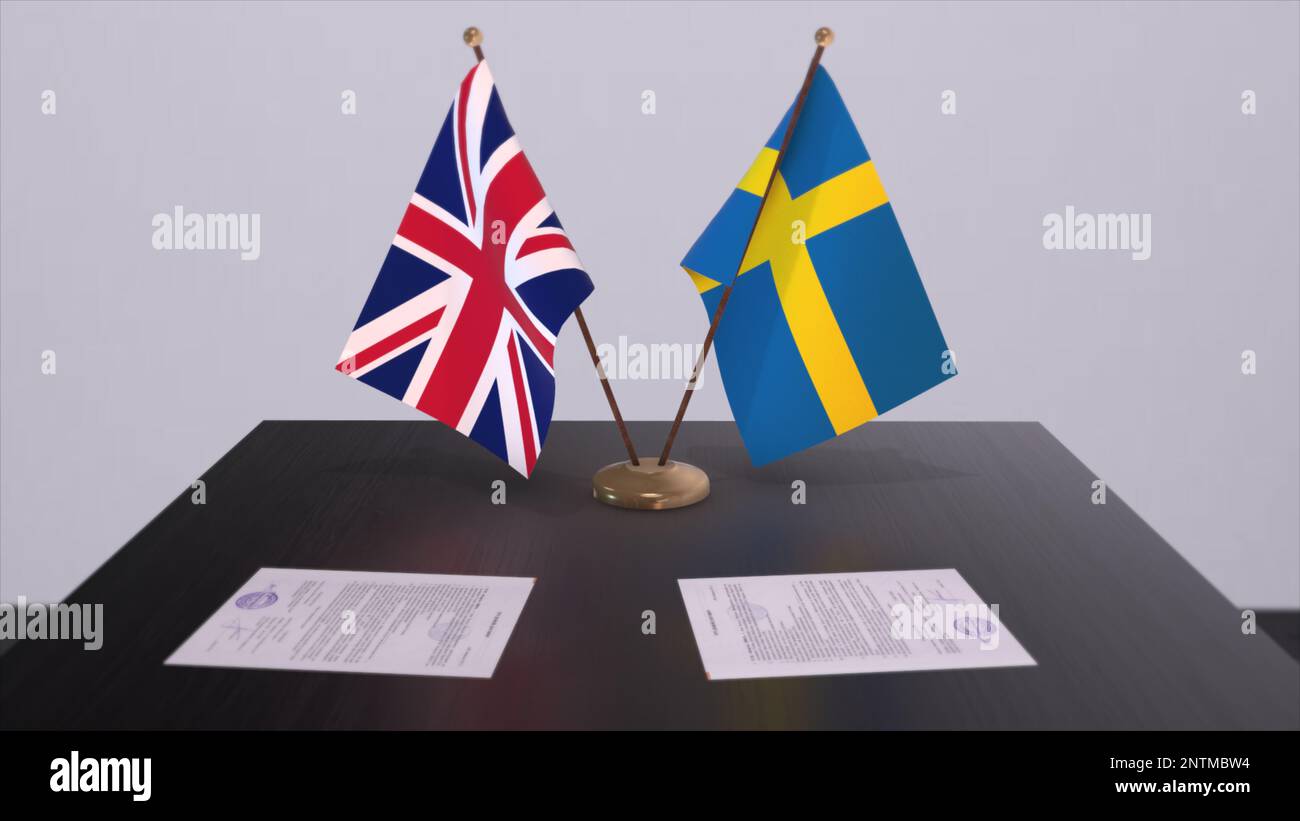 Sweden and UK flag. Politics concept, partner deal beetween countries ...