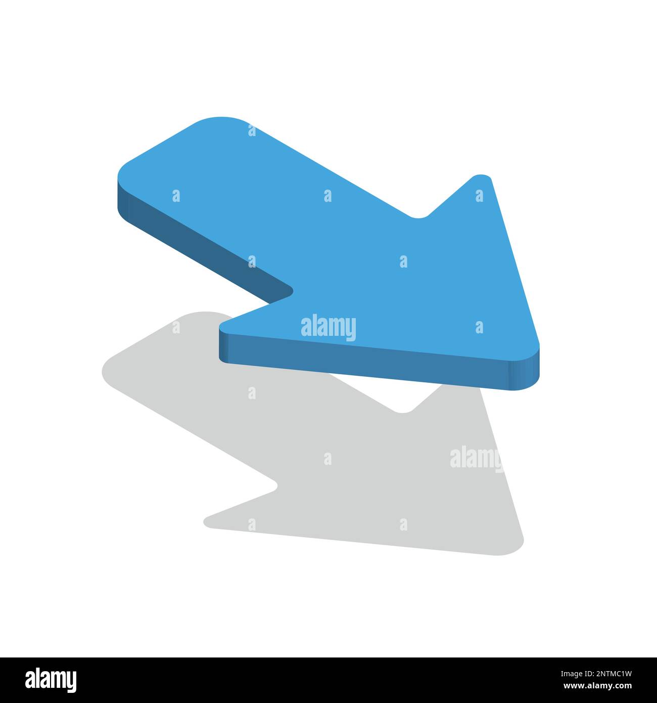 Floating blue arrow with shading on white background Stock Vector Image ...