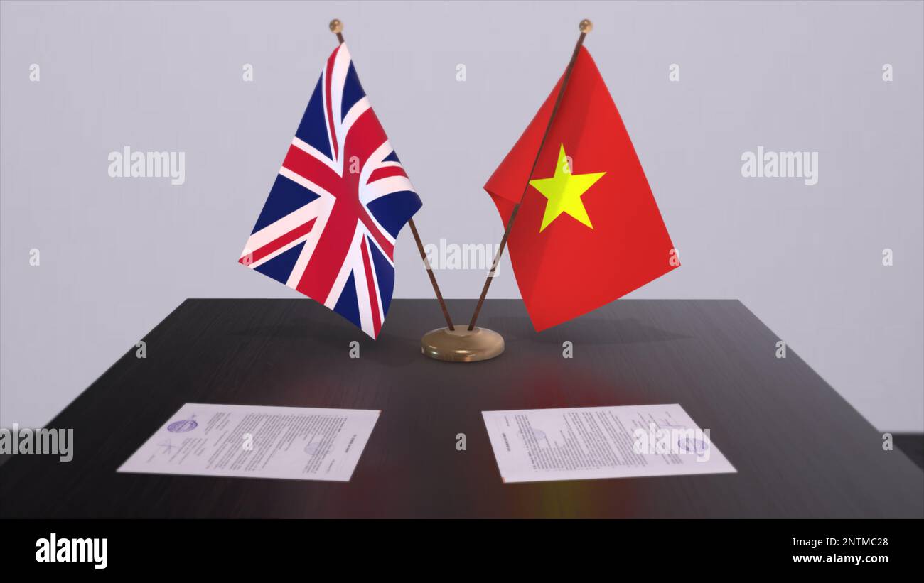 Vietnam and UK flag. Politics concept, partner deal beetween countries ...
