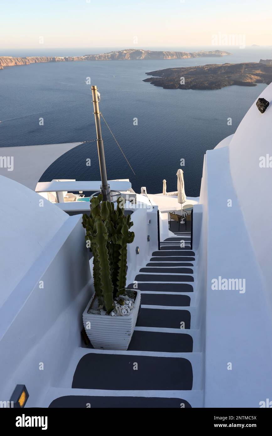 Narrow stone steps, a traditional piece of architecture on the island ...