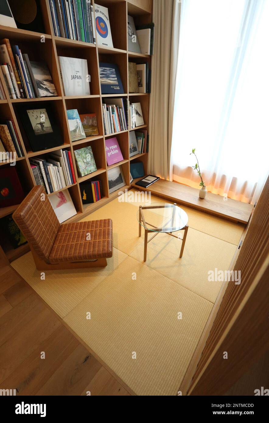 A photo shows a guest room of MUJI HOTEL GINZA unveiled to media in ...