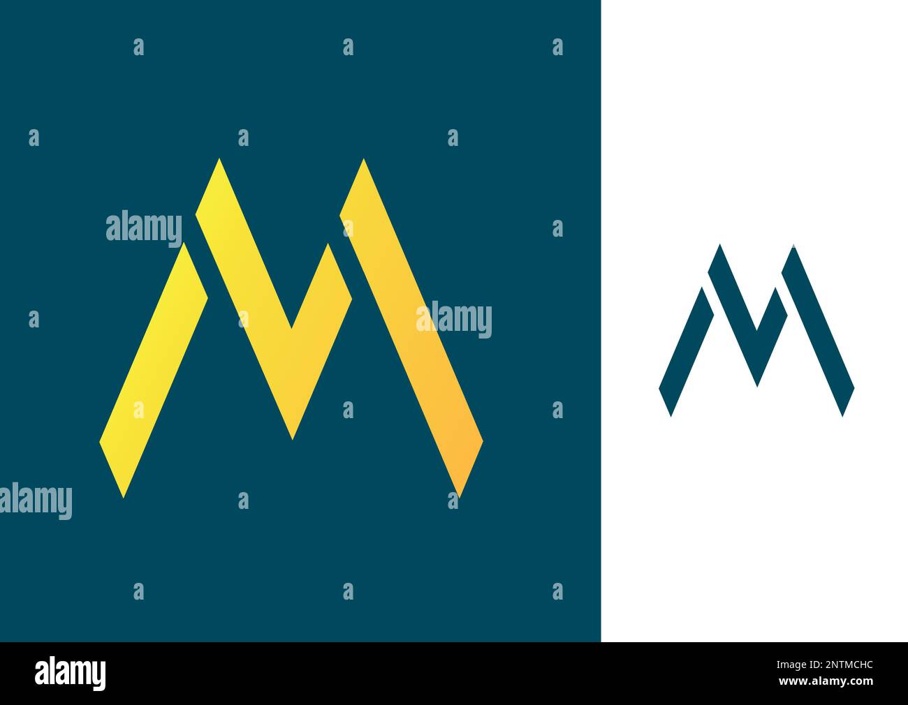 Yellow letter M design with gradient on green background Stock Vector ...