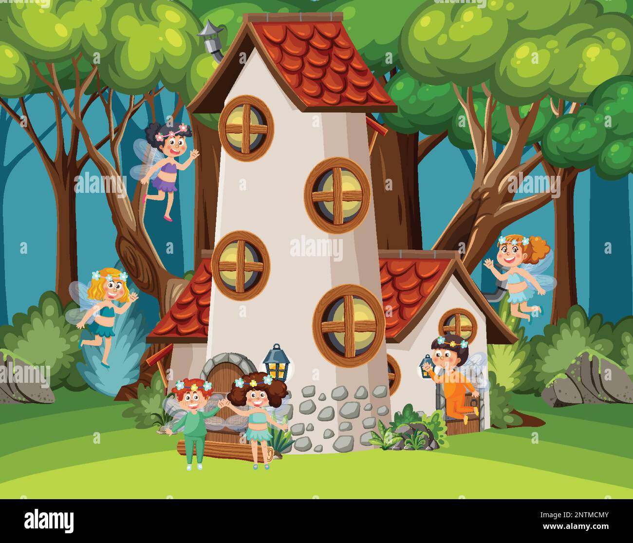 Fairy house in the forest illustration Stock Vector Image & Art - Alamy