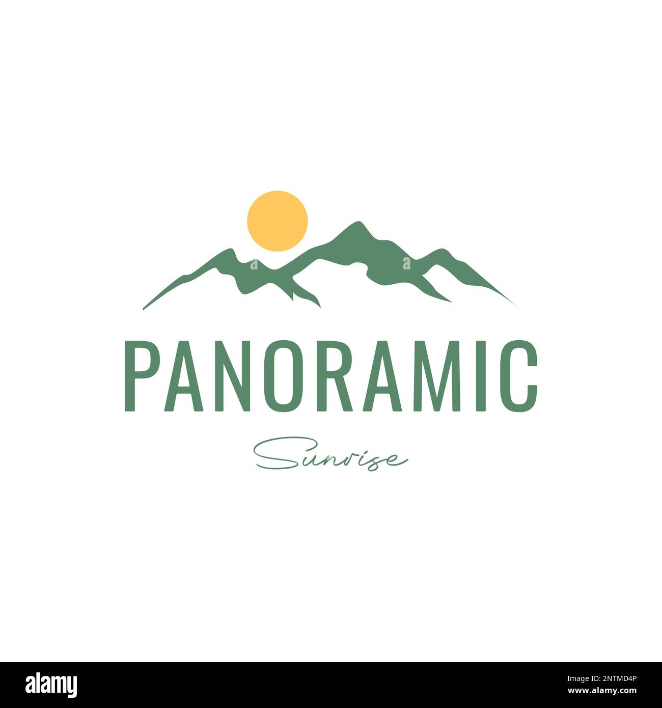 panoramic sunrise mountain hill peak nature relax logo design vector ...