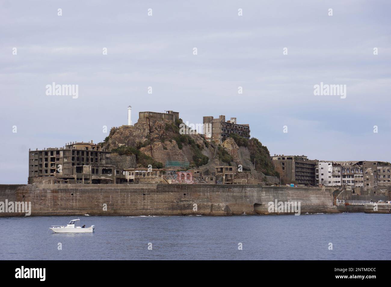 A picture taken on January 4, 2019 shows Hashima Island, another name ...