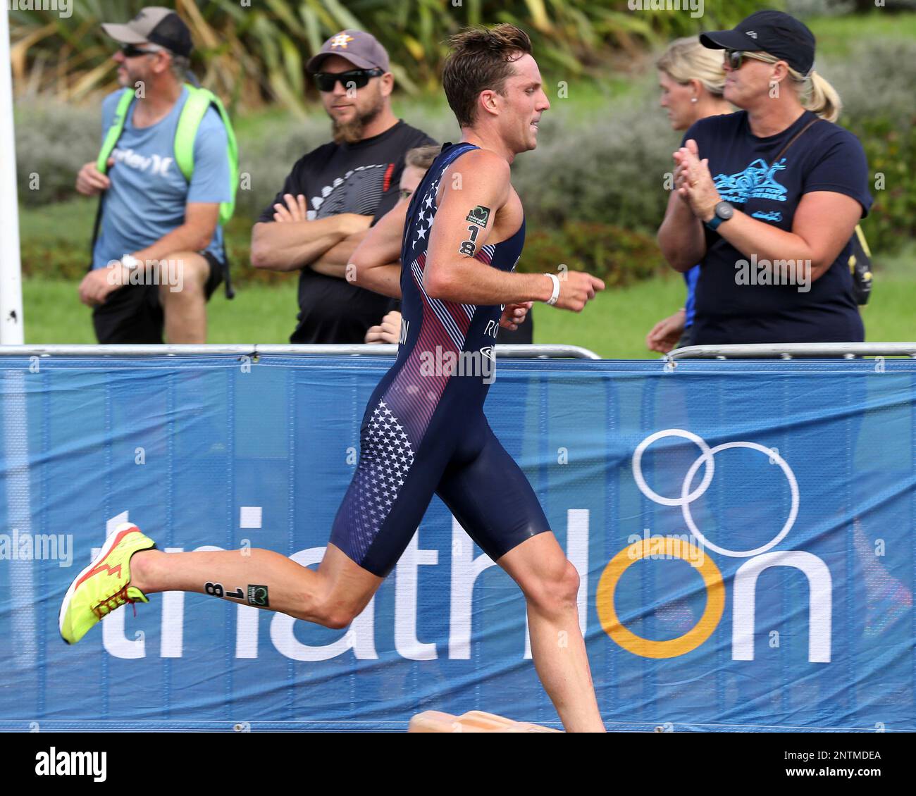Morgan Pearson, of Boulder, Colorado, at the New Plymouth ITU Triathlon ...