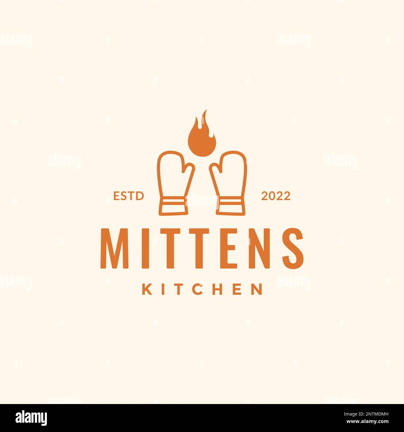 cooking safe fire flame mittens care line hipster logo design vector ...