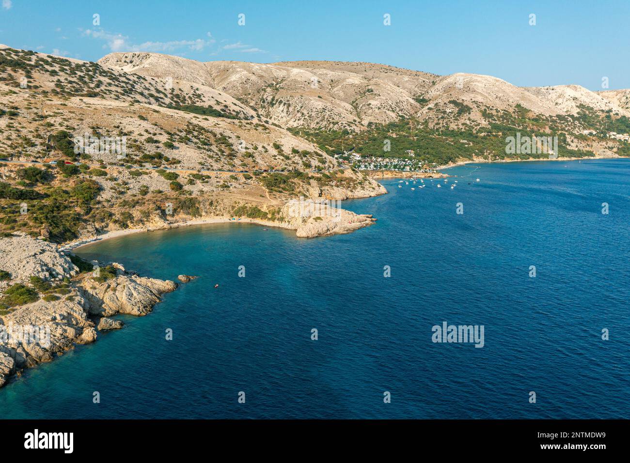 Aerial view of Oprna beach near Stara Baska, Krk Island, Croatia Stock ...