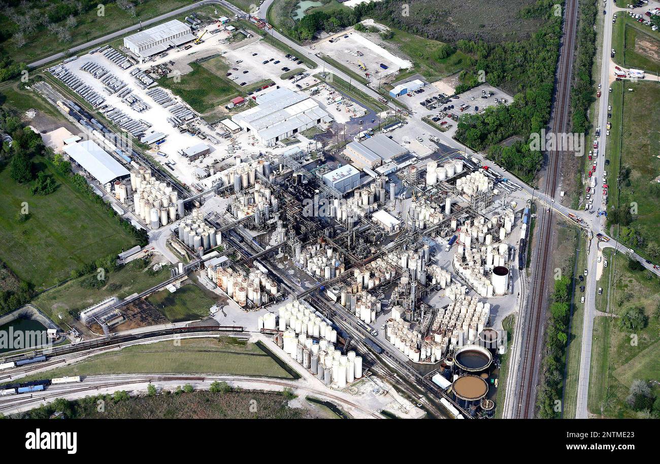 This aerial photo shows the KMCO chemical plant in Crosby, about 25 ...