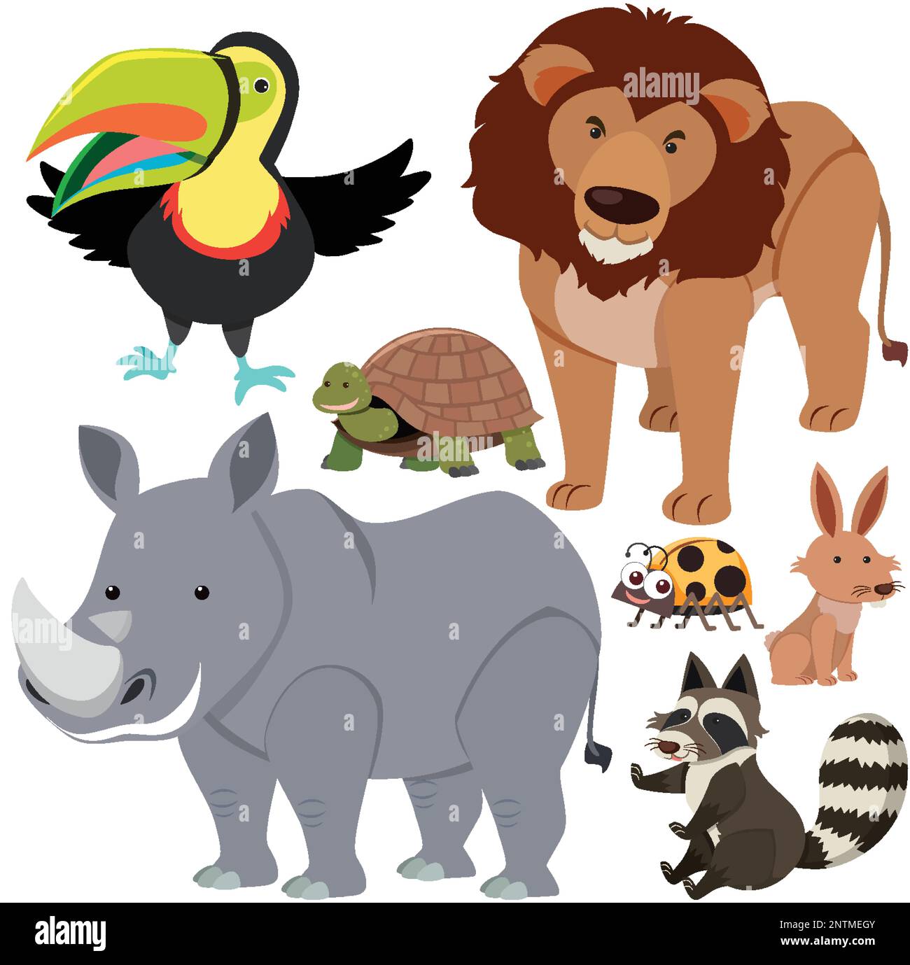 Set of animals cartoon simple style illustration Stock Vector Image ...