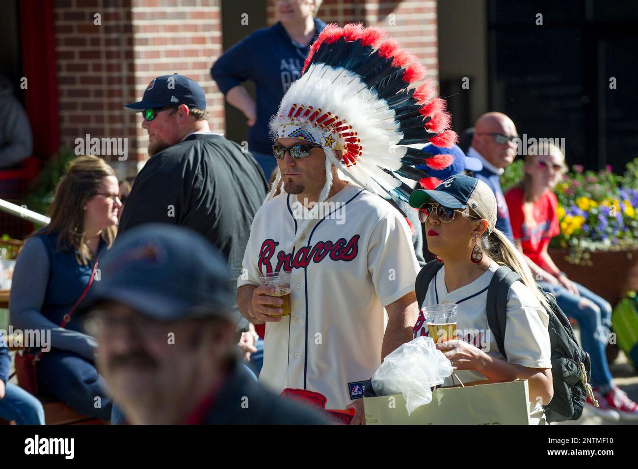 ATLANTA, GA - APRIL 01: Atlanta Braves fan with a Native American ...