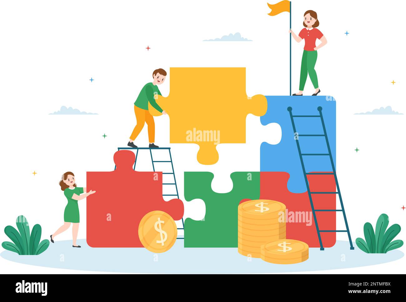 Challenge Illustration with Businessman Running to the Top and ...