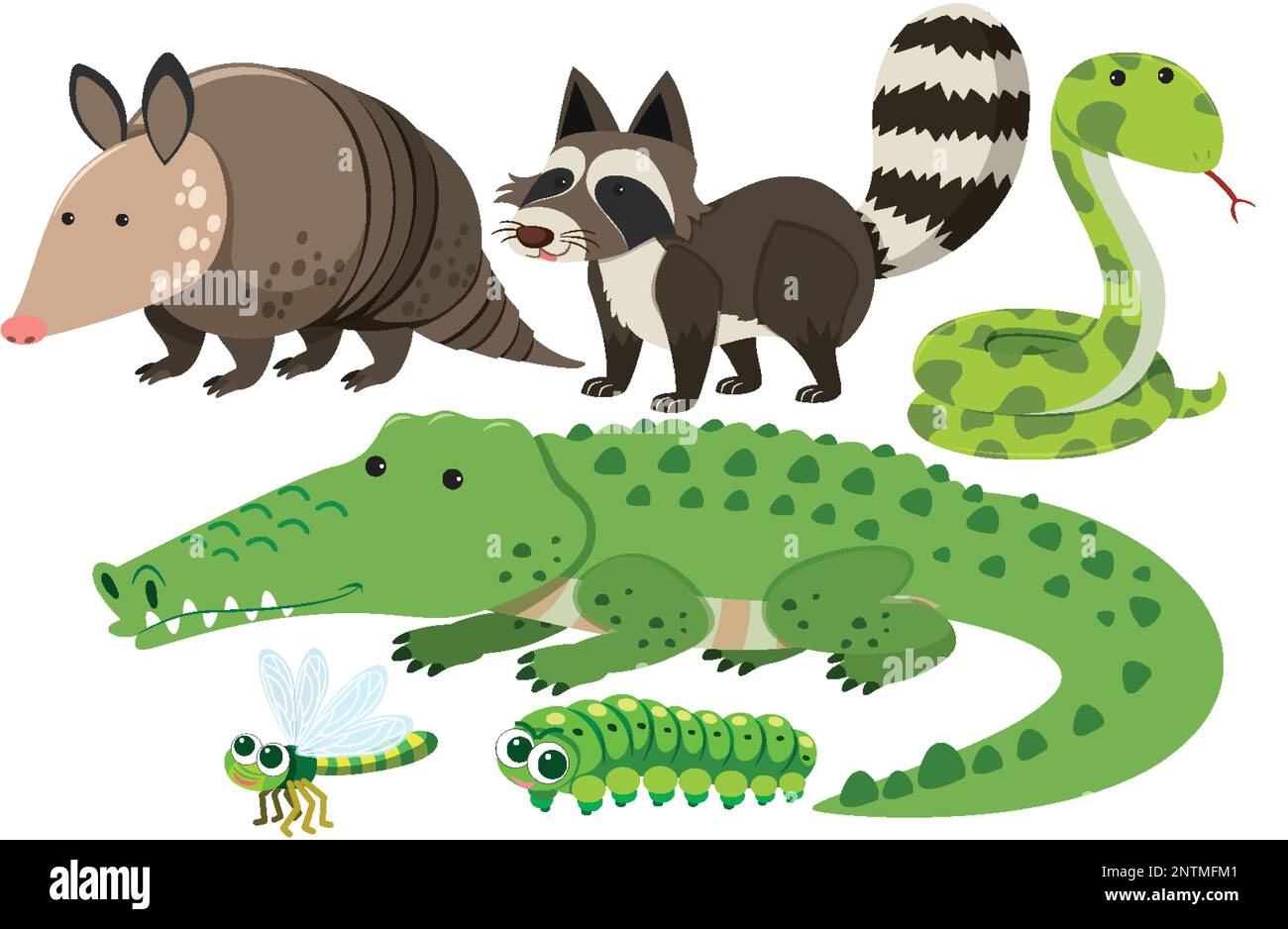 Set of animals cartoon simple style illustration Stock Vector Image ...