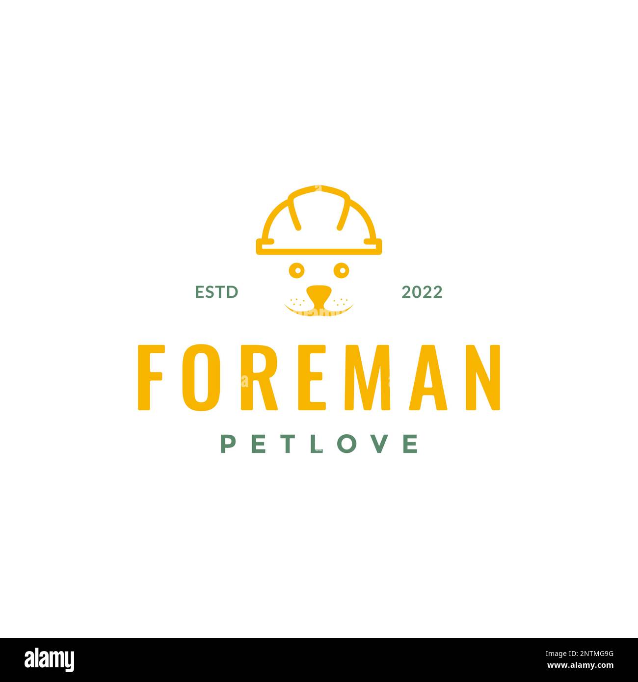 cute pets dog foreman helmet lines hipster logo design vector icon ...