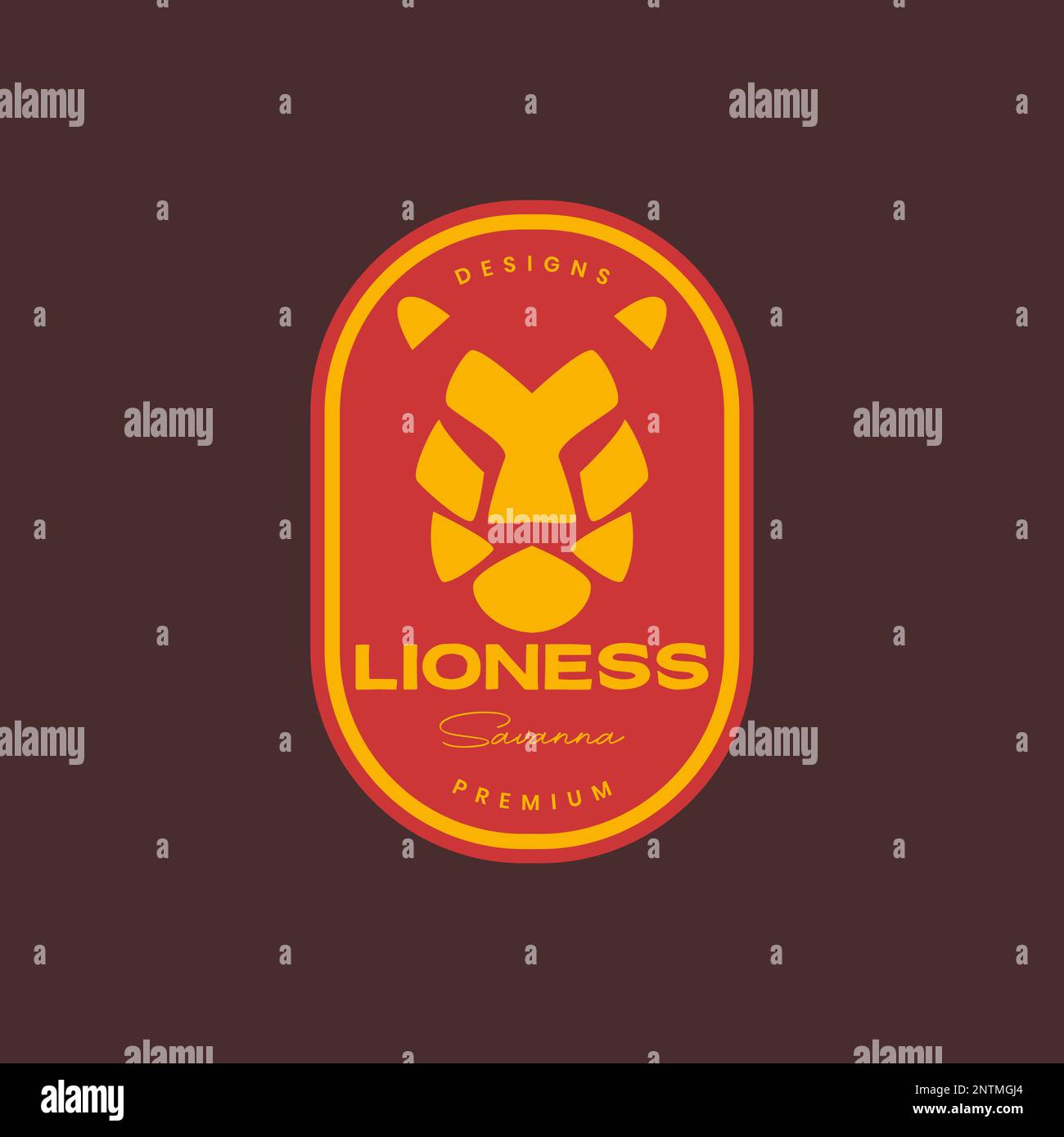 savanna head beast lioness angry isolated badge vintage logo design ...