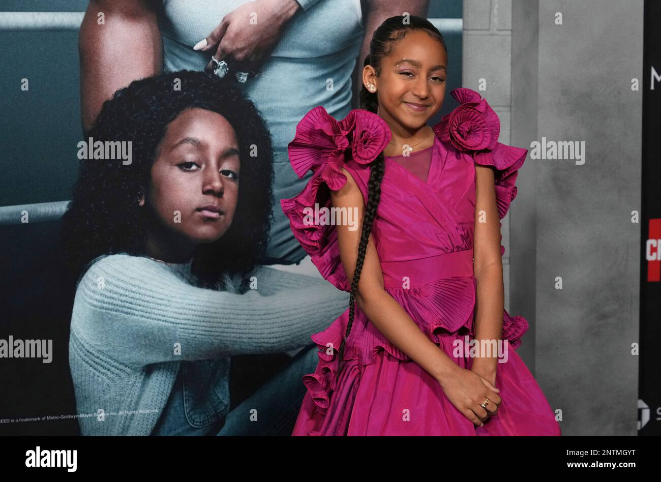 Mila Davis-Kent arrives at the premiere of "Creed III" on Monday, Feb ...