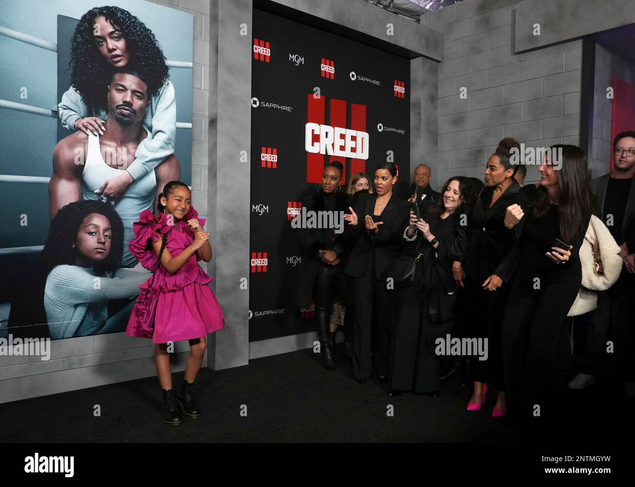 Mila Davis-Kent arrives at the premiere of "Creed III" on Monday, Feb ...