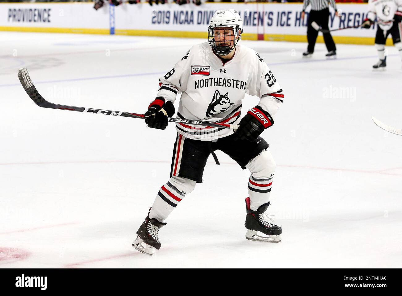 March 30, 2019: Northeastern Huskies forward Zach Solow (28) during the ...