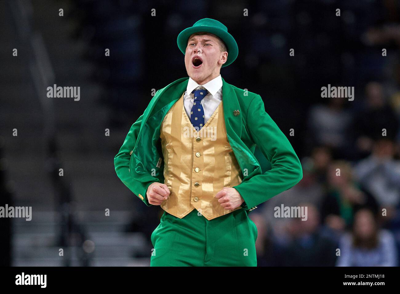 CHICAGO, IL - MARCH 30: Notre Dame Fighting Irish mascot the leprechaun ...