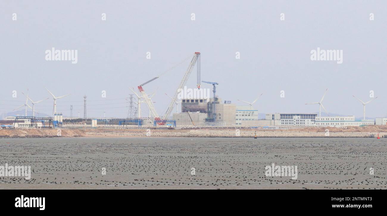 A photo shows Shidao Bay Nuclear Power Plant under construction in ...