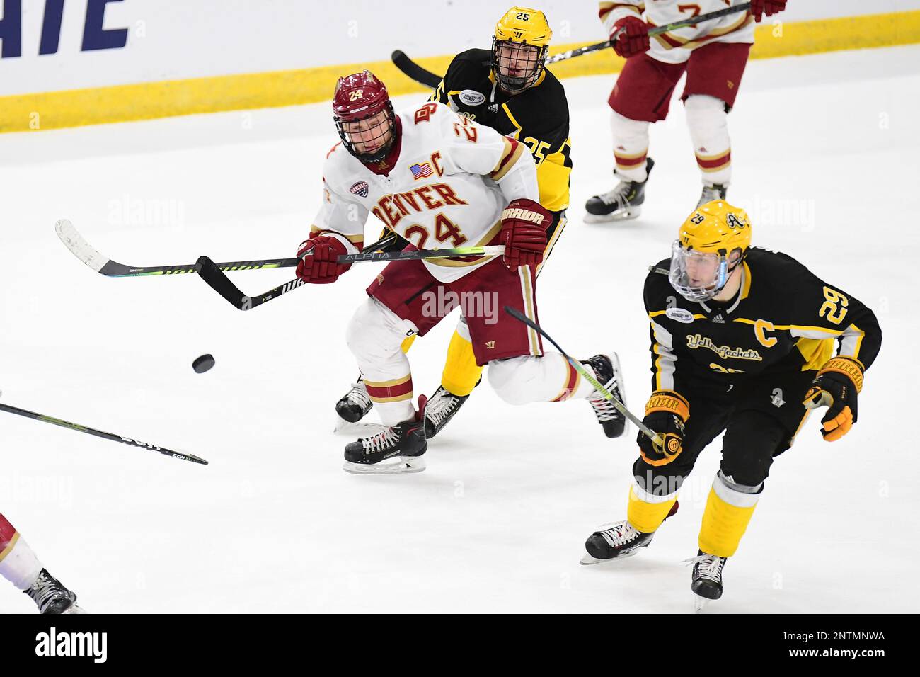 March 30, 2019 Denver Pioneers forward Colin Staub (24), American ...