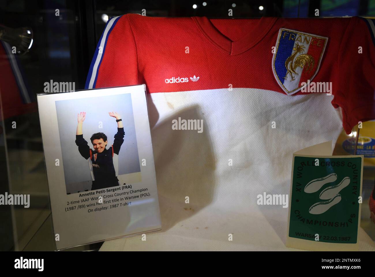 Detailed view of the adidas shirt worn by Annette Petit-Sergent at the ...