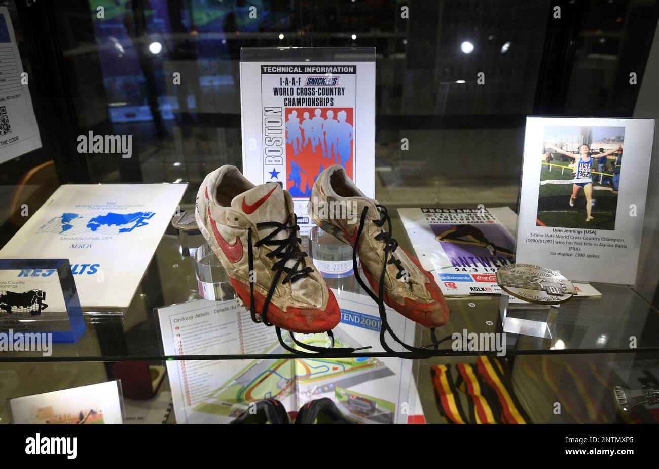 Detailed view of the Nike racing flats worn by Lynn Jennings in the ...