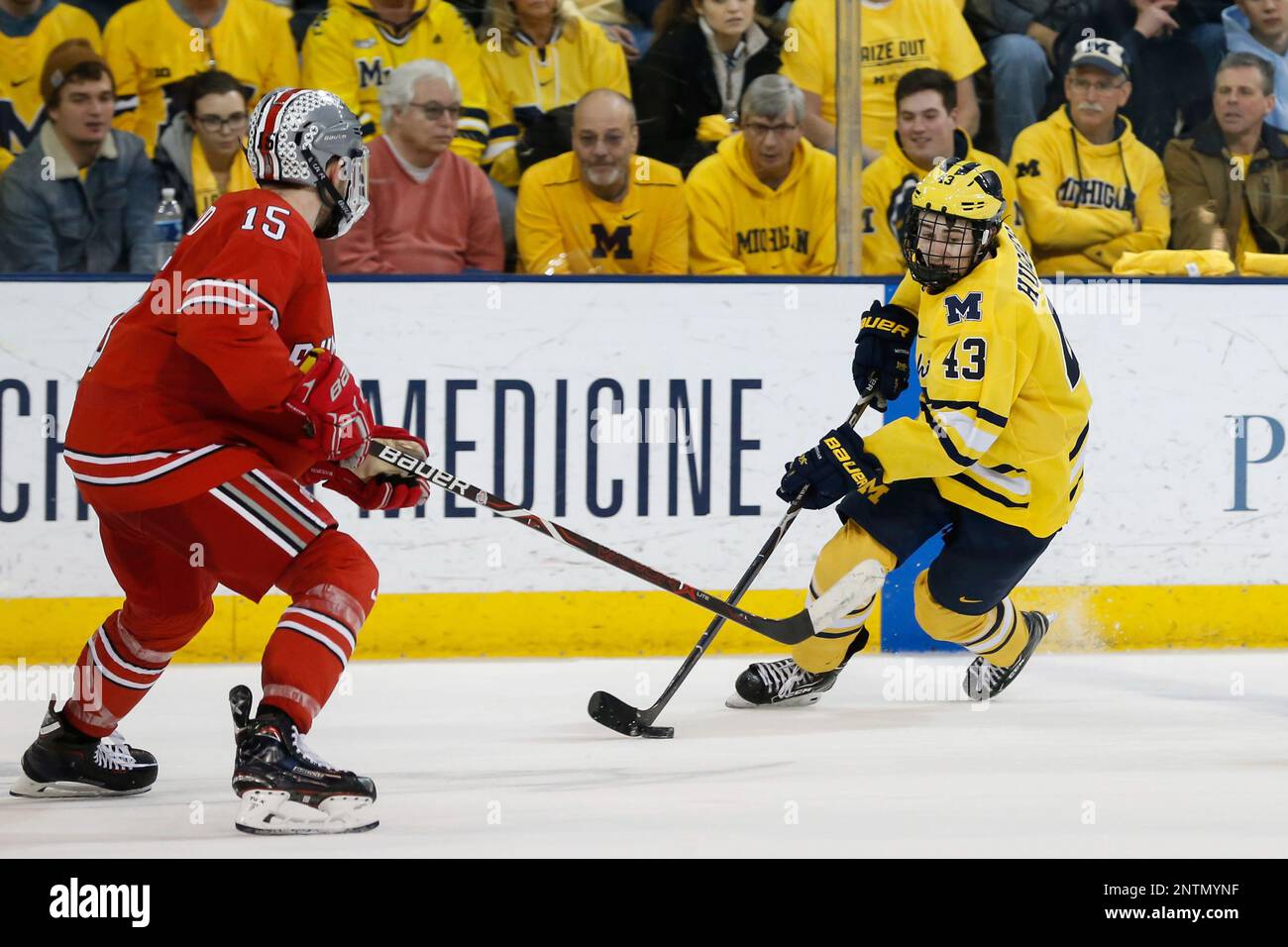 ANN ARBOR, MI - FEBRUARY 23: Michigan Wolverines defenseman Quinn ...