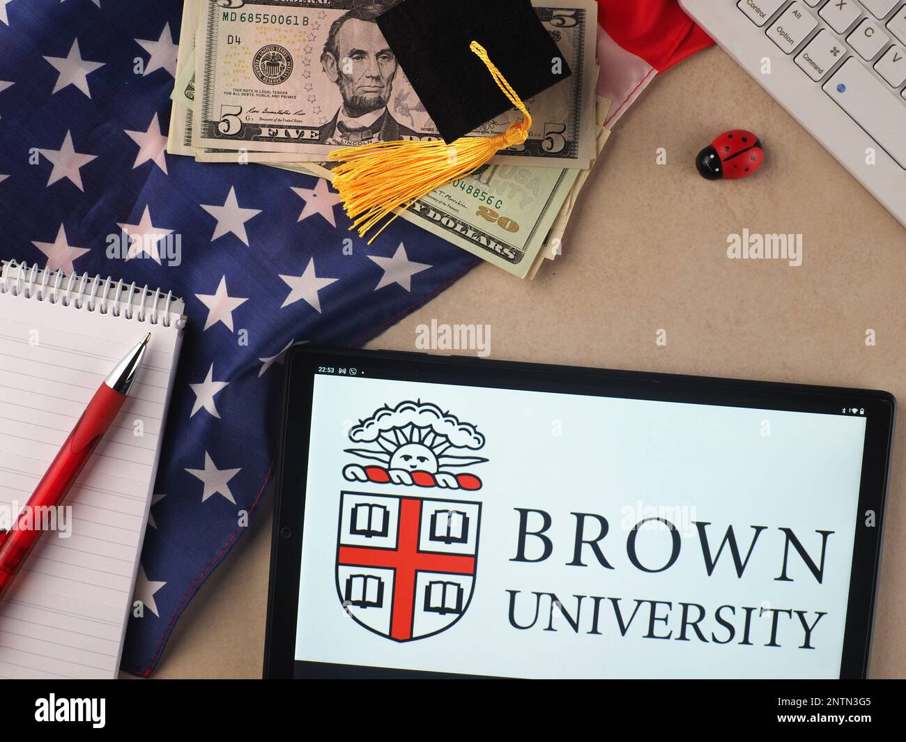 IIn this photo illustration, Brown University logo seen displayed on a ...