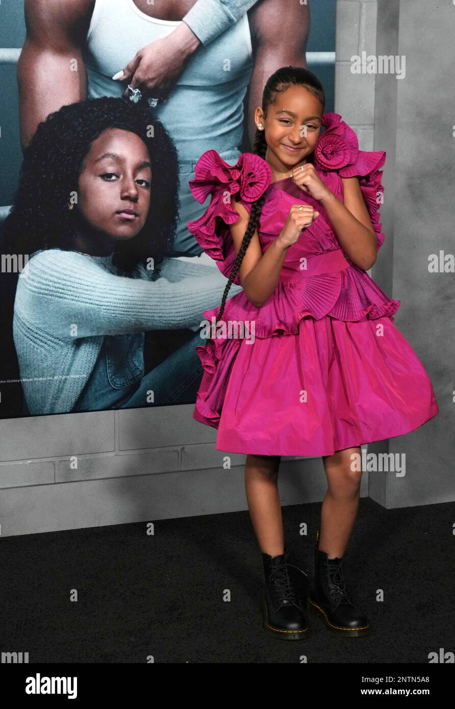 Mila Davis-Kent arrives at the premiere of "Creed III" on Monday, Feb ...