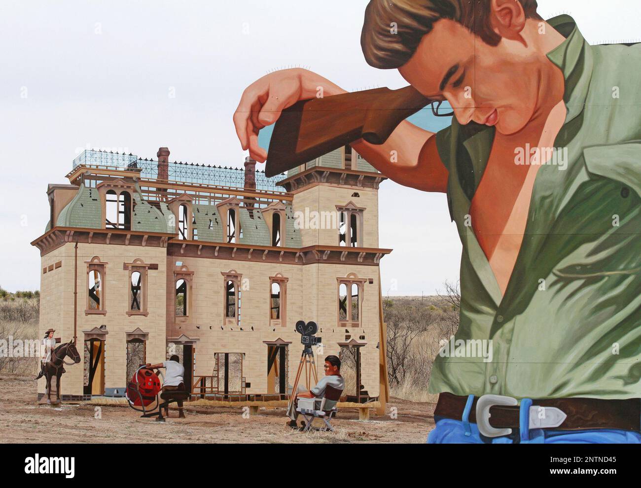 A mural painted by California based muralist John Cerney depicts scenes ...