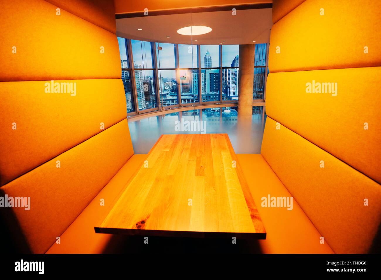 Sound absorbing panels deaden the ambient noise in this meeting area in ...