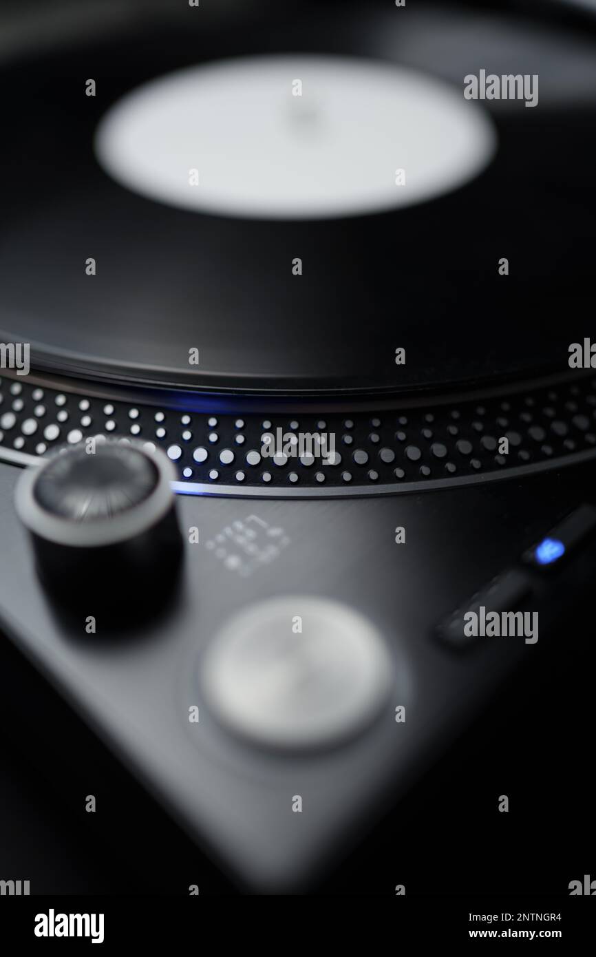 Vinyl record player for disc jockey. Professional analog equipment for ...