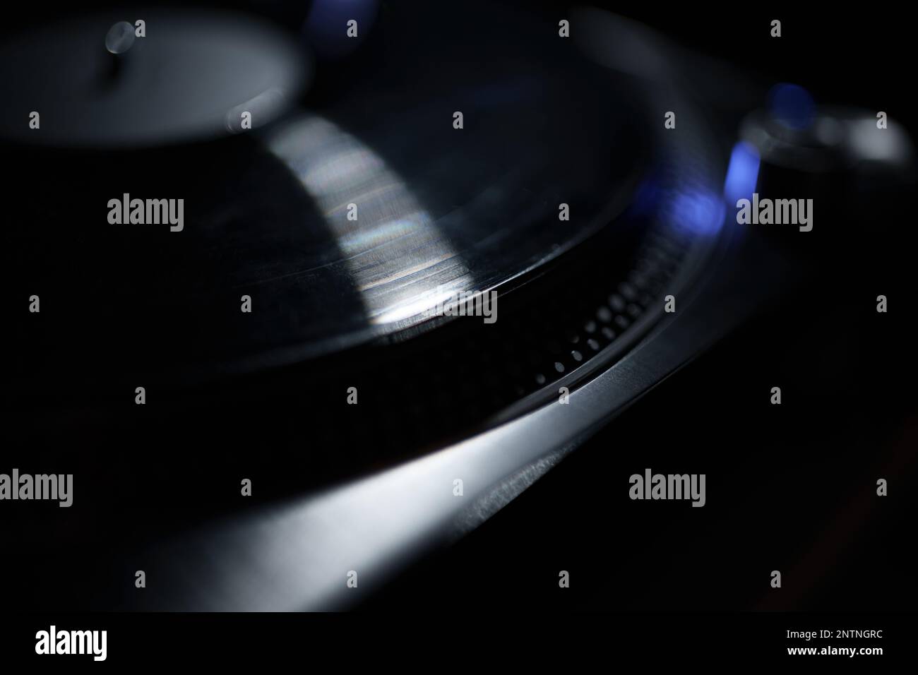 Vinyl record on hi fi turntable player. Professional disc jockey analog ...