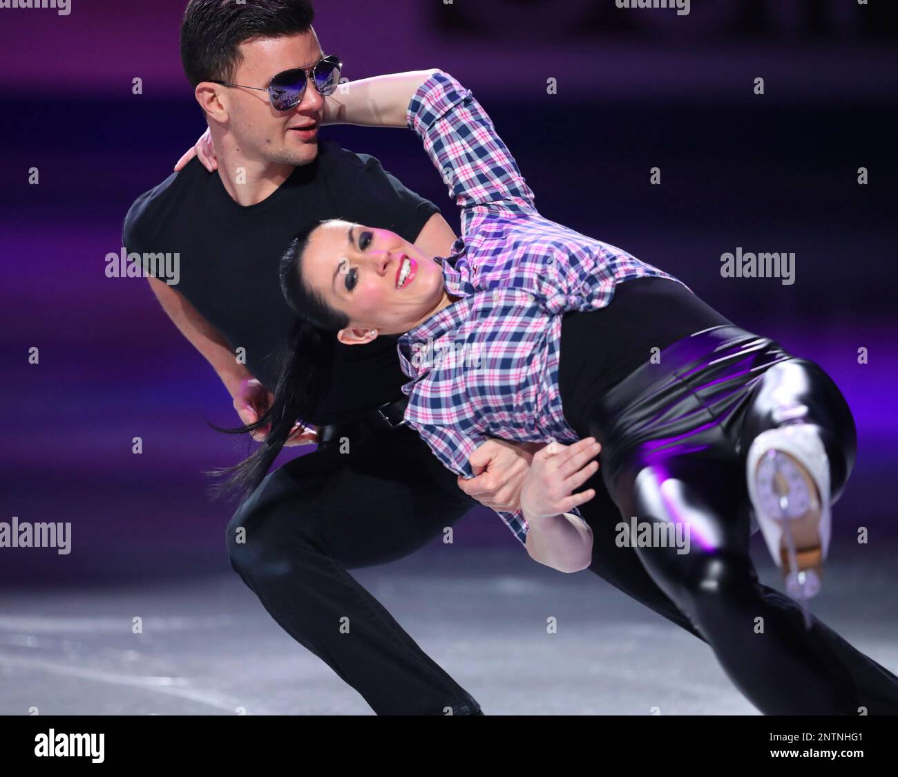 Italy's Charlene GUIGNARD and Marco FABBRI performduring the exhibition ...