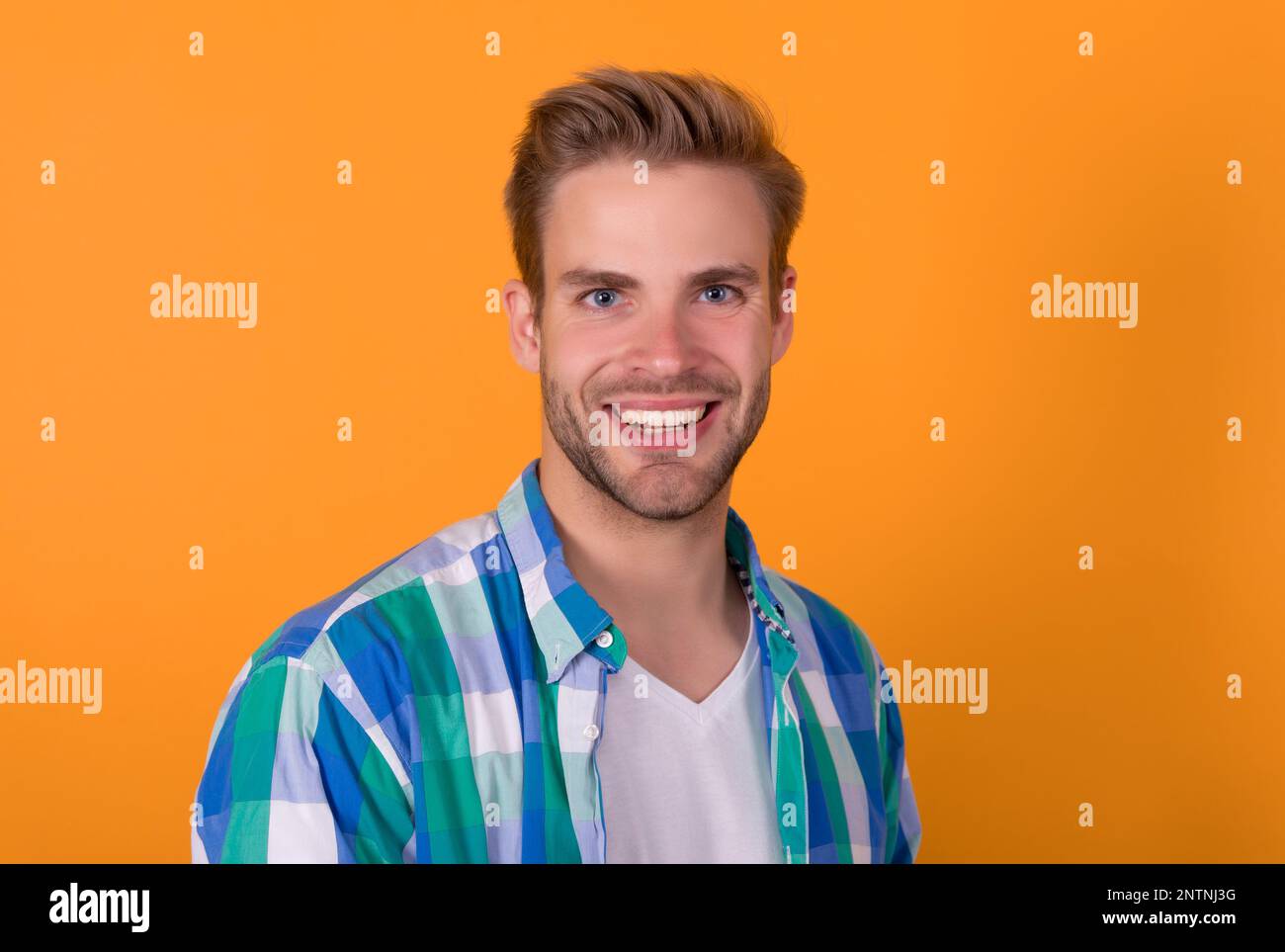 A smile is the universal welcome. Guy with smiling face. Happy man ...