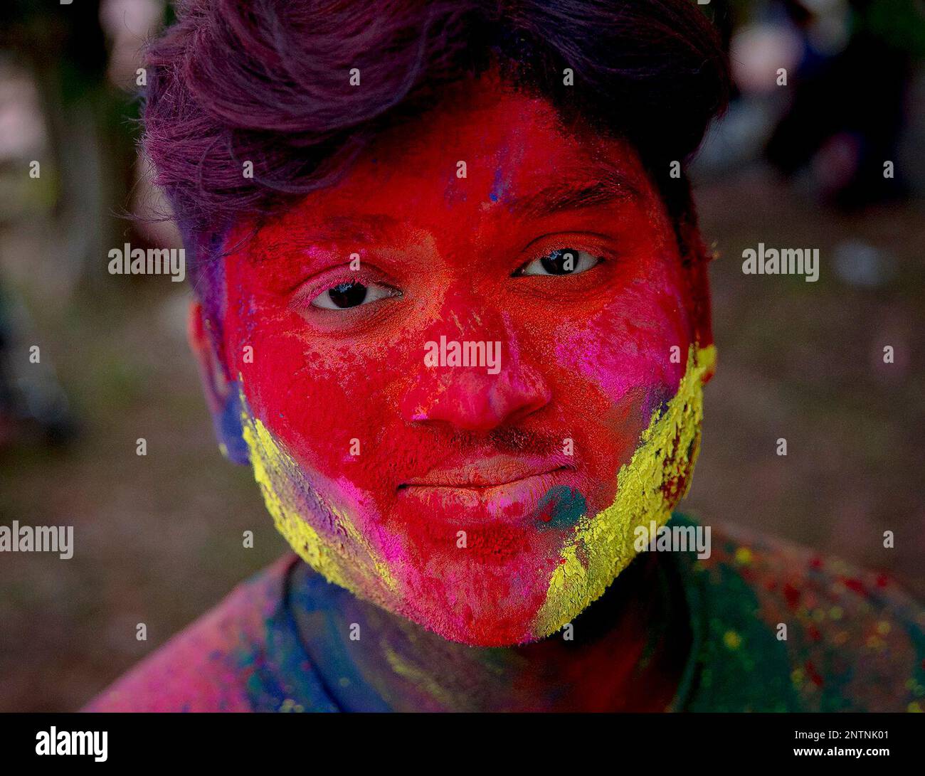 Sai Ravuri poses for a portrait during celebrations to mark Holi, the ...