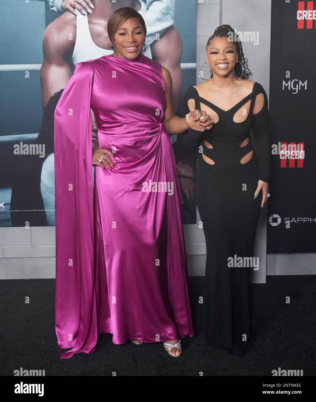 (L-R) Serena Williams and Chloe Bailey at the CREED III Los Angeles ...