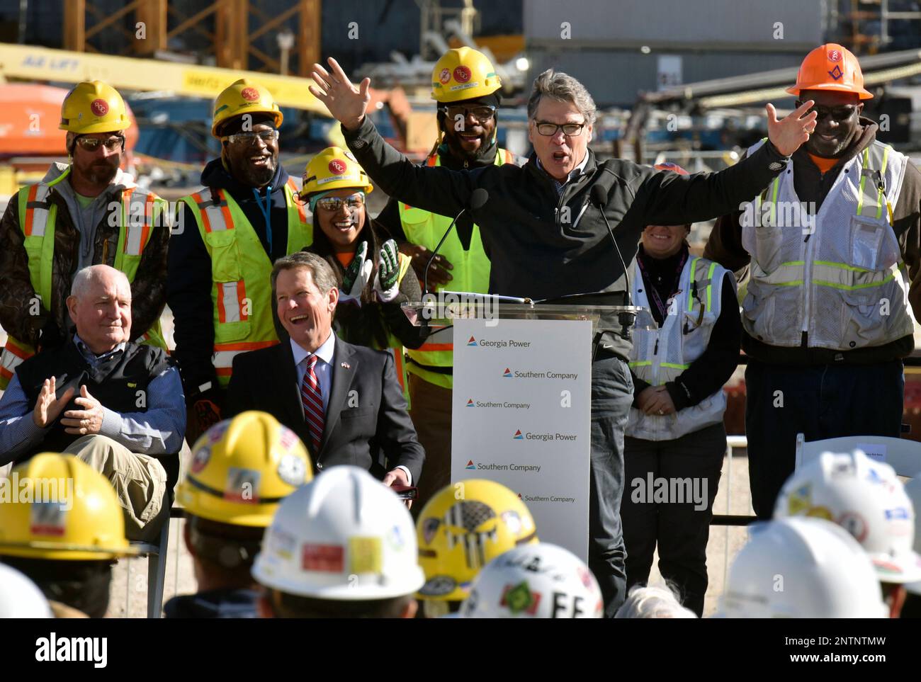 U.S. Secretary of Energy Rick Perry speaks during a press event at the ...