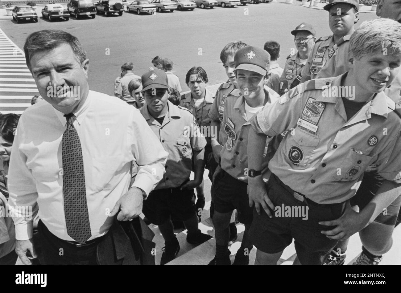 Rep. Greg Laughlin, D-Tex. up on the steps of Capitol Hill with some of ...
