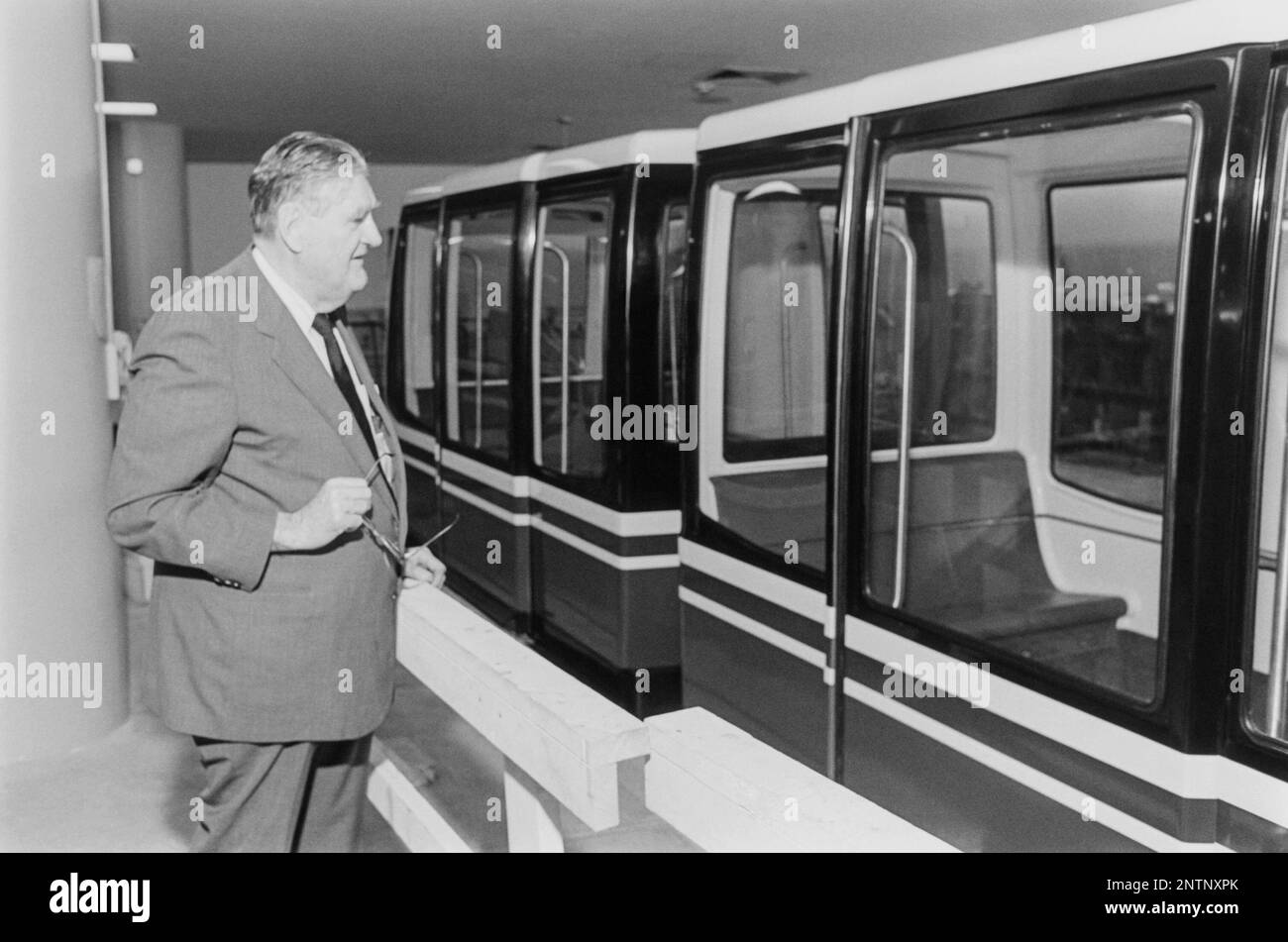 Sen. Howell Heflin, D-Ala, takes a close look at the new subway cars ...