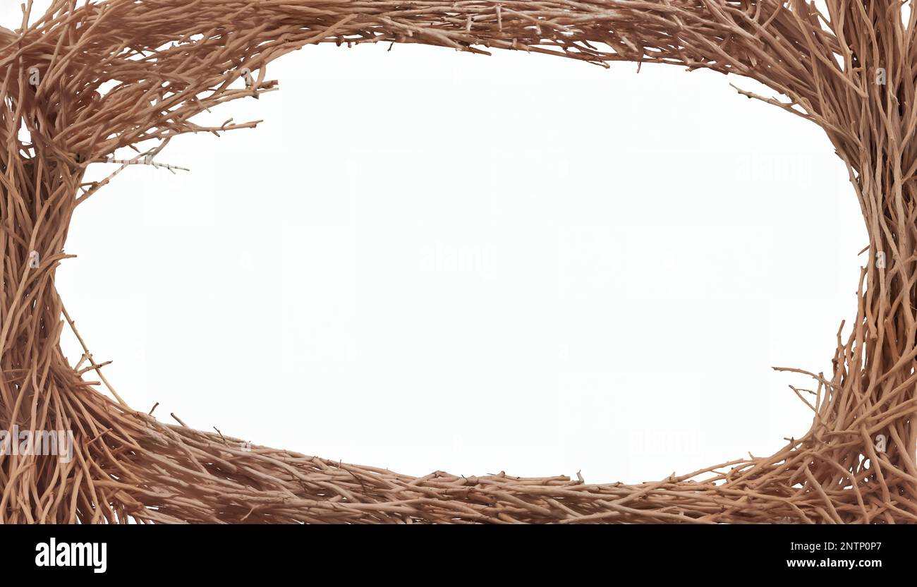 frame out of twigs, isolated on white ground Stock Photo - Alamy