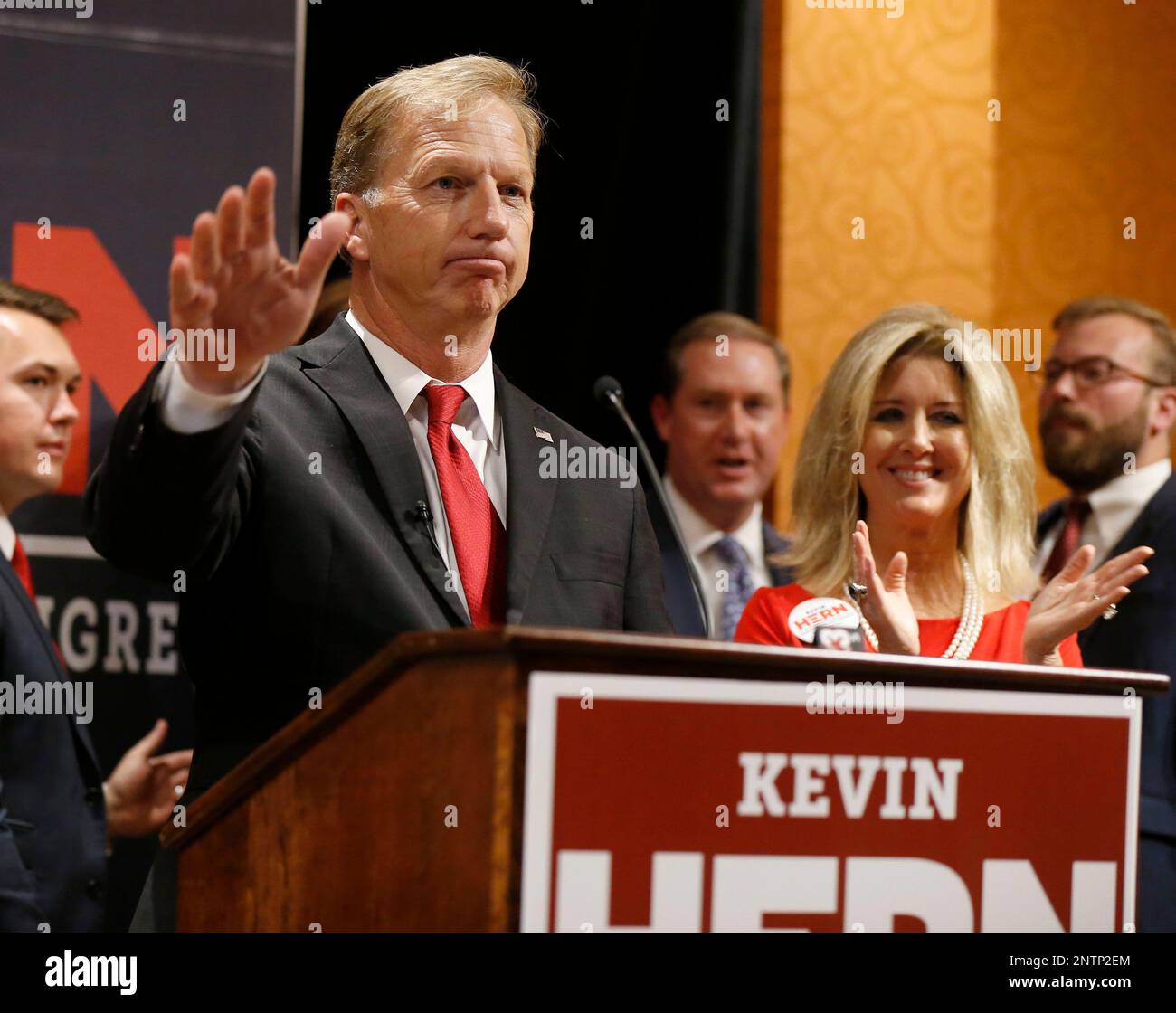 Kevin Hern and his wife Tammy after winning his race at his watch party ...