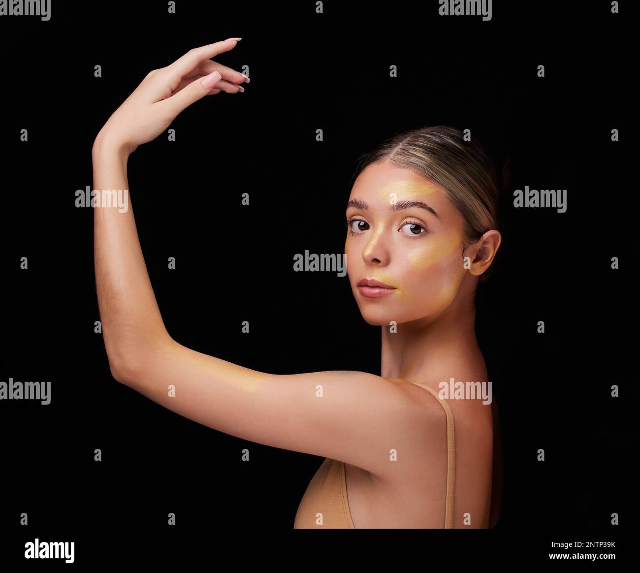 Beauty, ballet and portrait of dancer on black background for creative ...