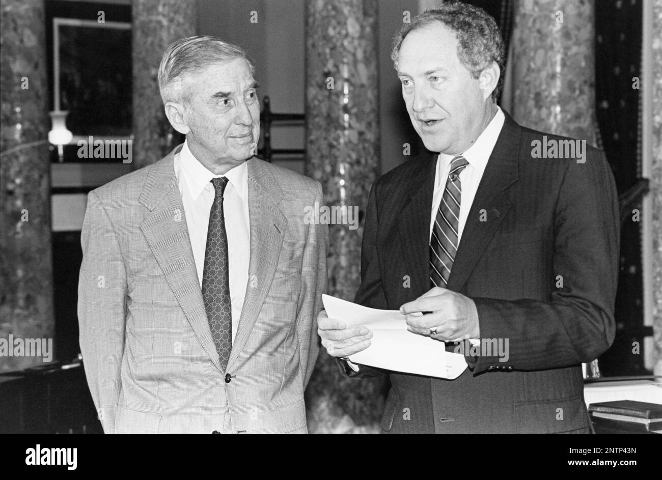 Sen. Lloyd Bentsen, D-Tex. and Sen. Bob Krueger, D-Tex. talking with ...