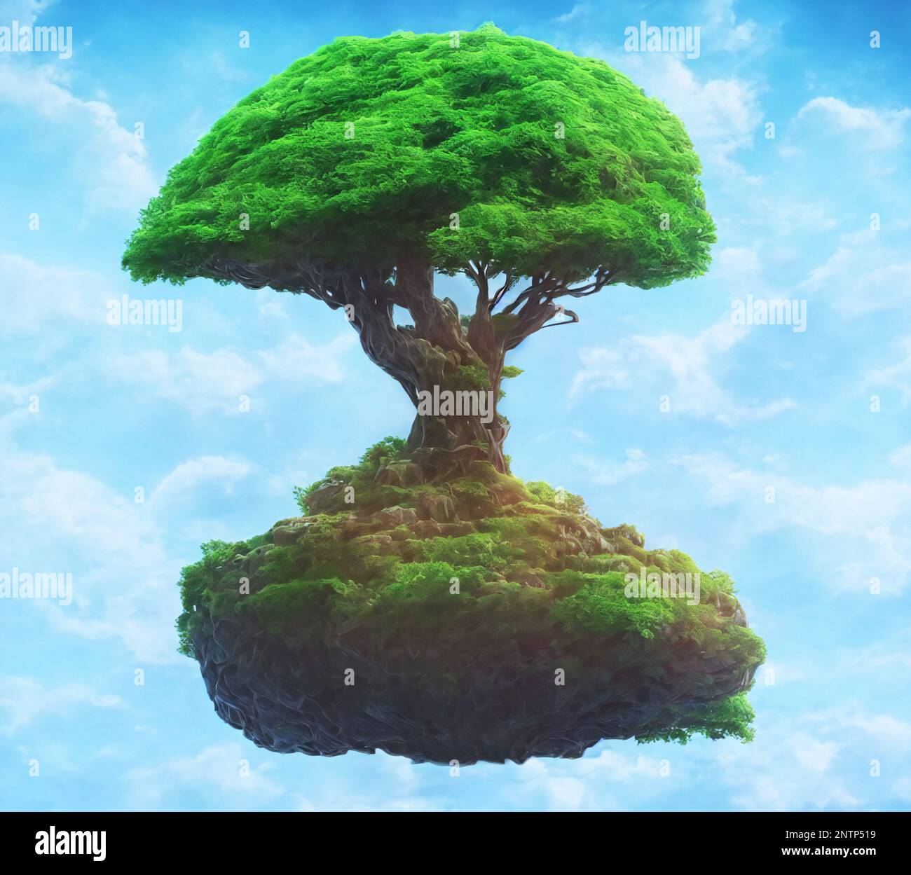 epic fantasy tree on a flying island, world tree Stock Photo - Alamy