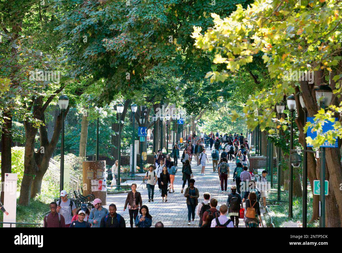 In this September 2017 photo, students walk to class on the University ...