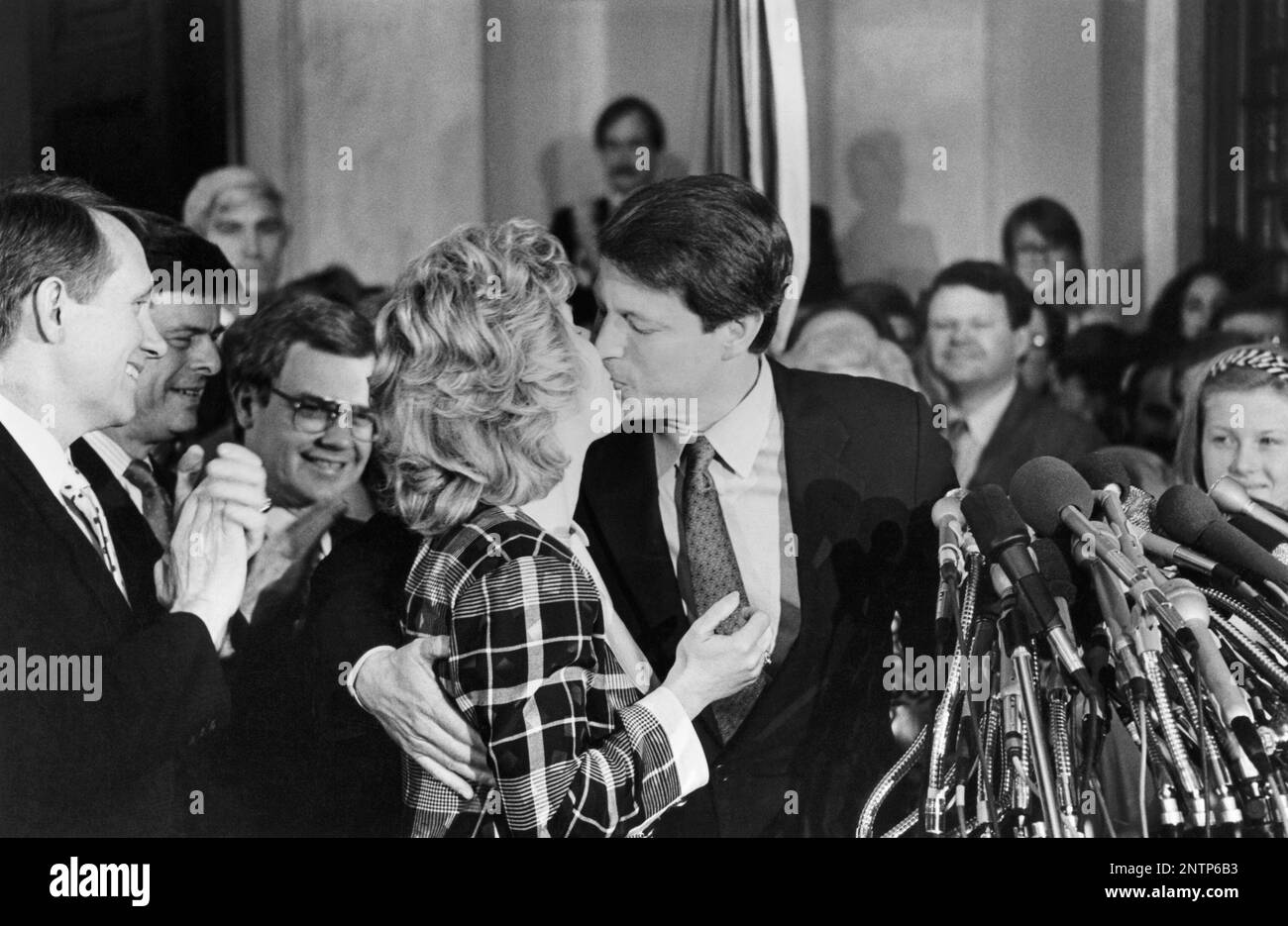 Sen. Albert Arnold "Al" Gore, D-Tenn. kissing his wife Tipper Gore ...