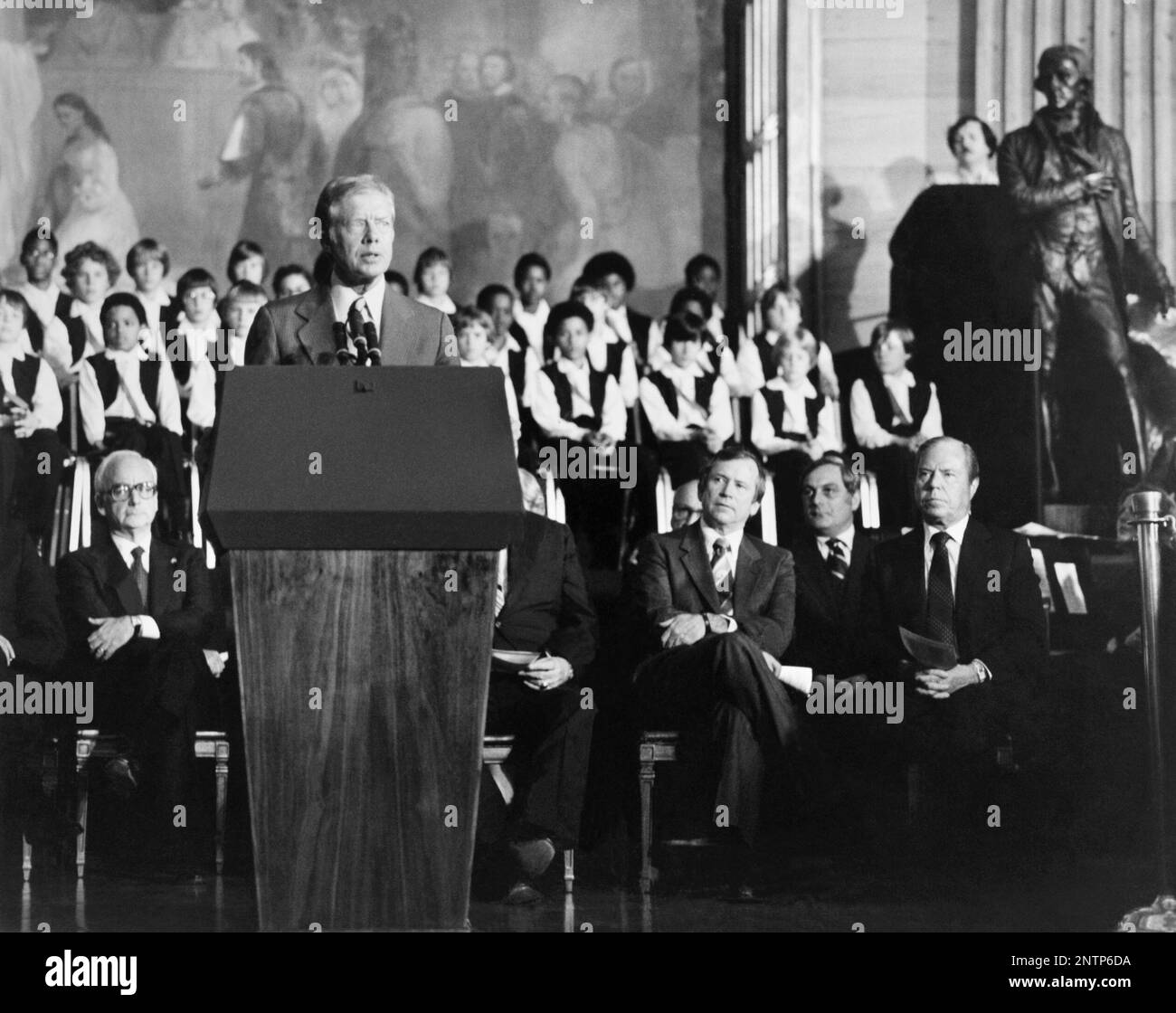 Atlanta Boy Choir stands behind President James Earl "Jimmy" Carter and ...