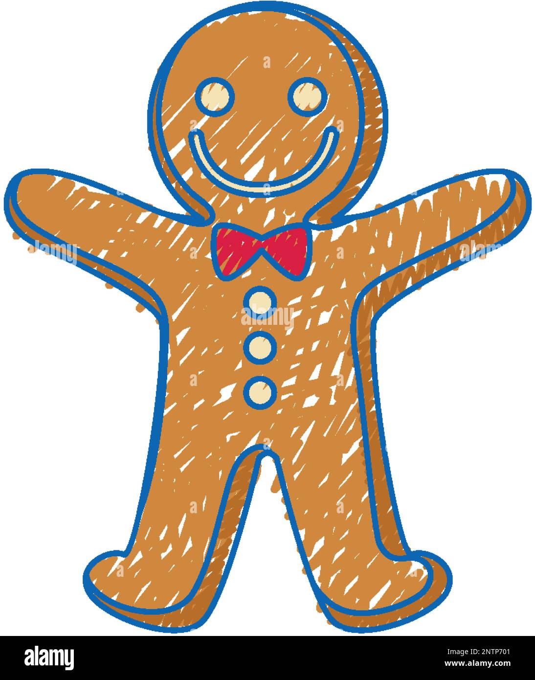 Gingerbread man cookie pencil colour child scribble style illustration ...